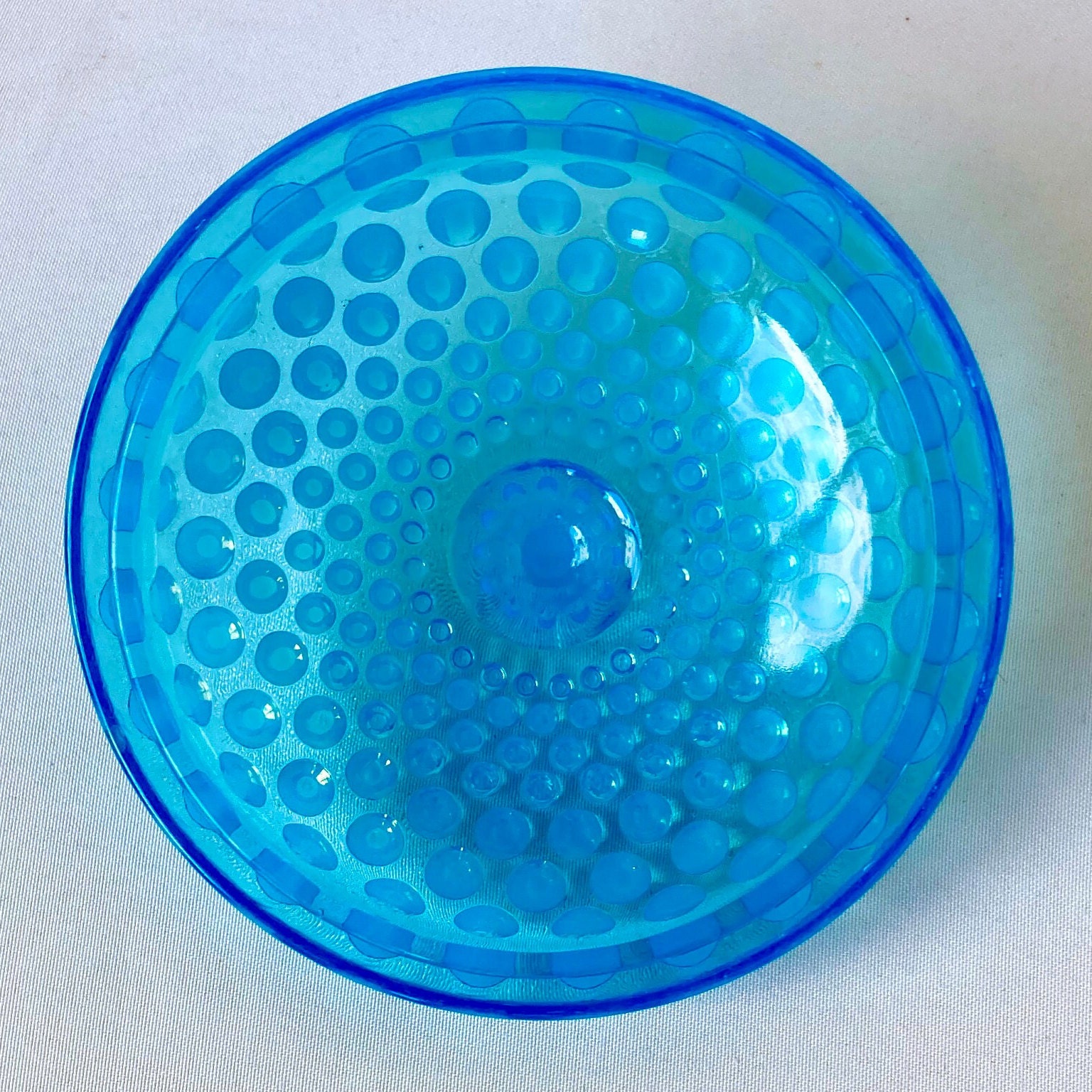 Vintage Fenton Vivid Blue Opalescent Hobnail Powder Dish, Trinket Dish ...