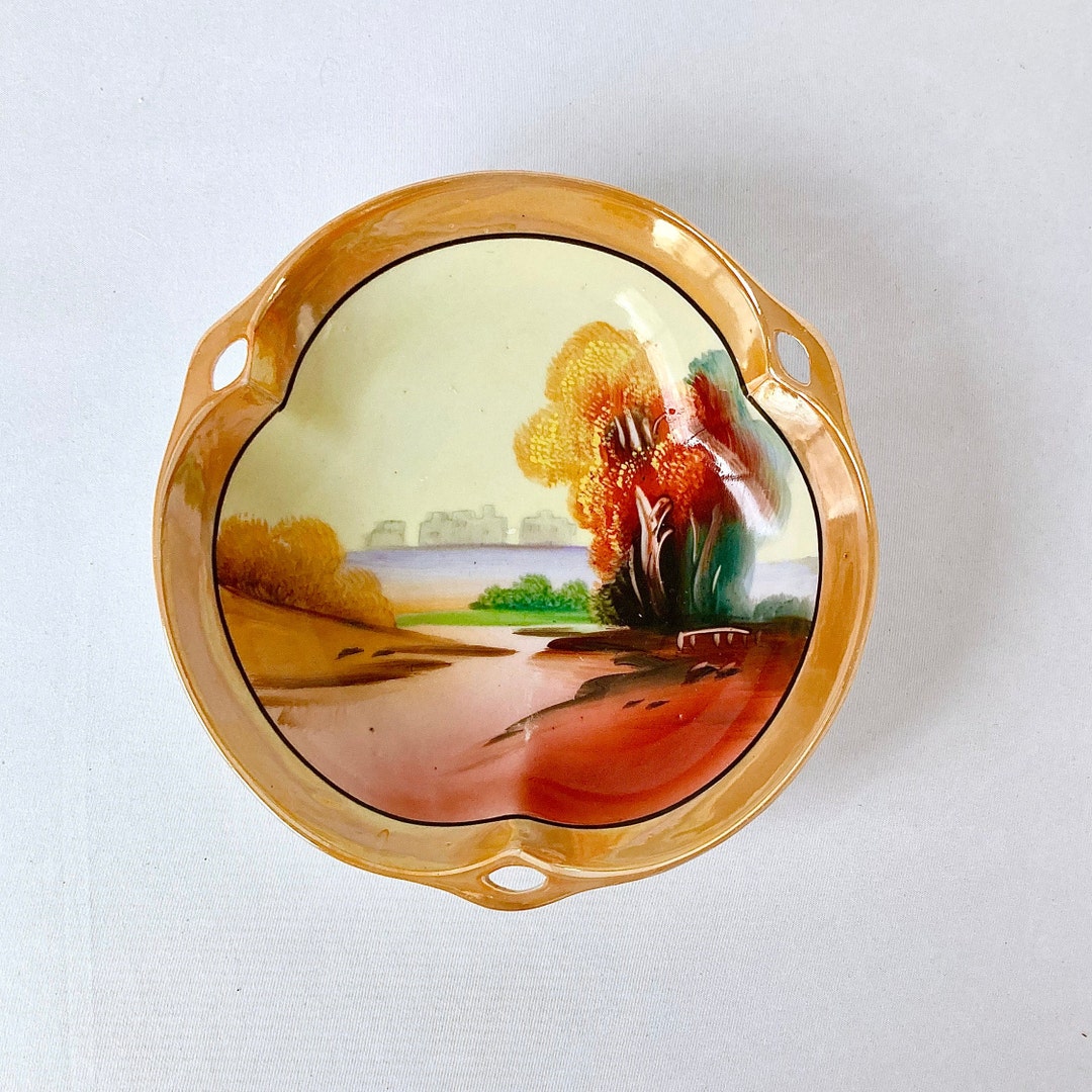 Vintage Noritake Lusterware Chikaramachi Hand Painted Porcelain Sunset ...