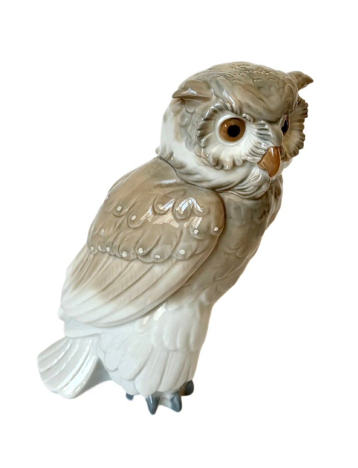 MINT Nao Lladro Owl Porcelain Figurine Statuen White & Gray 7, Retired ...