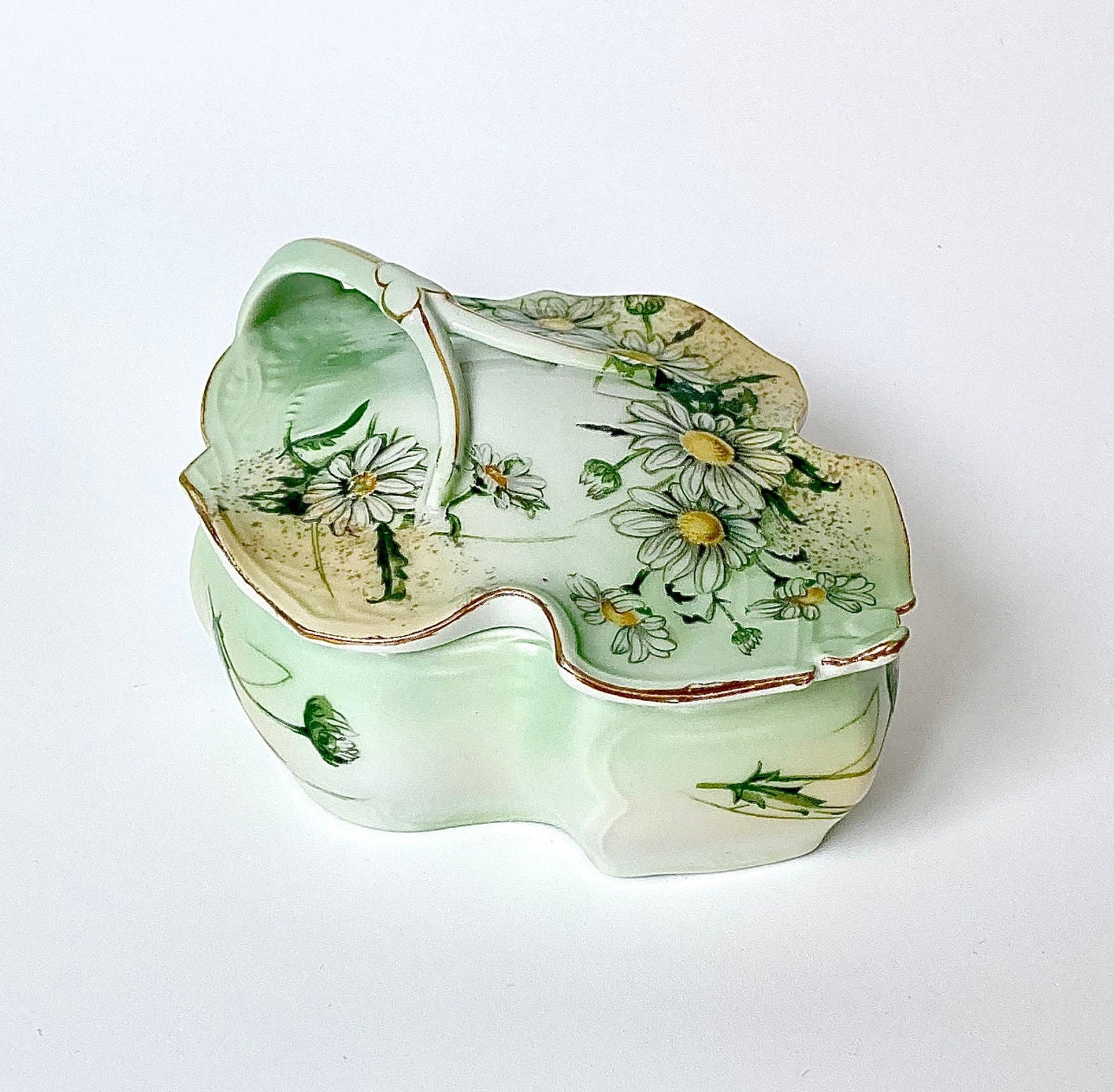 Vintage Limoges Hand Painted Porcelain Trinket Box With Daisy Motif - Etsy