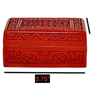 Vintage Chinese Cinnabar Small Wood Lacquered Lidded Box, Trinkets ...