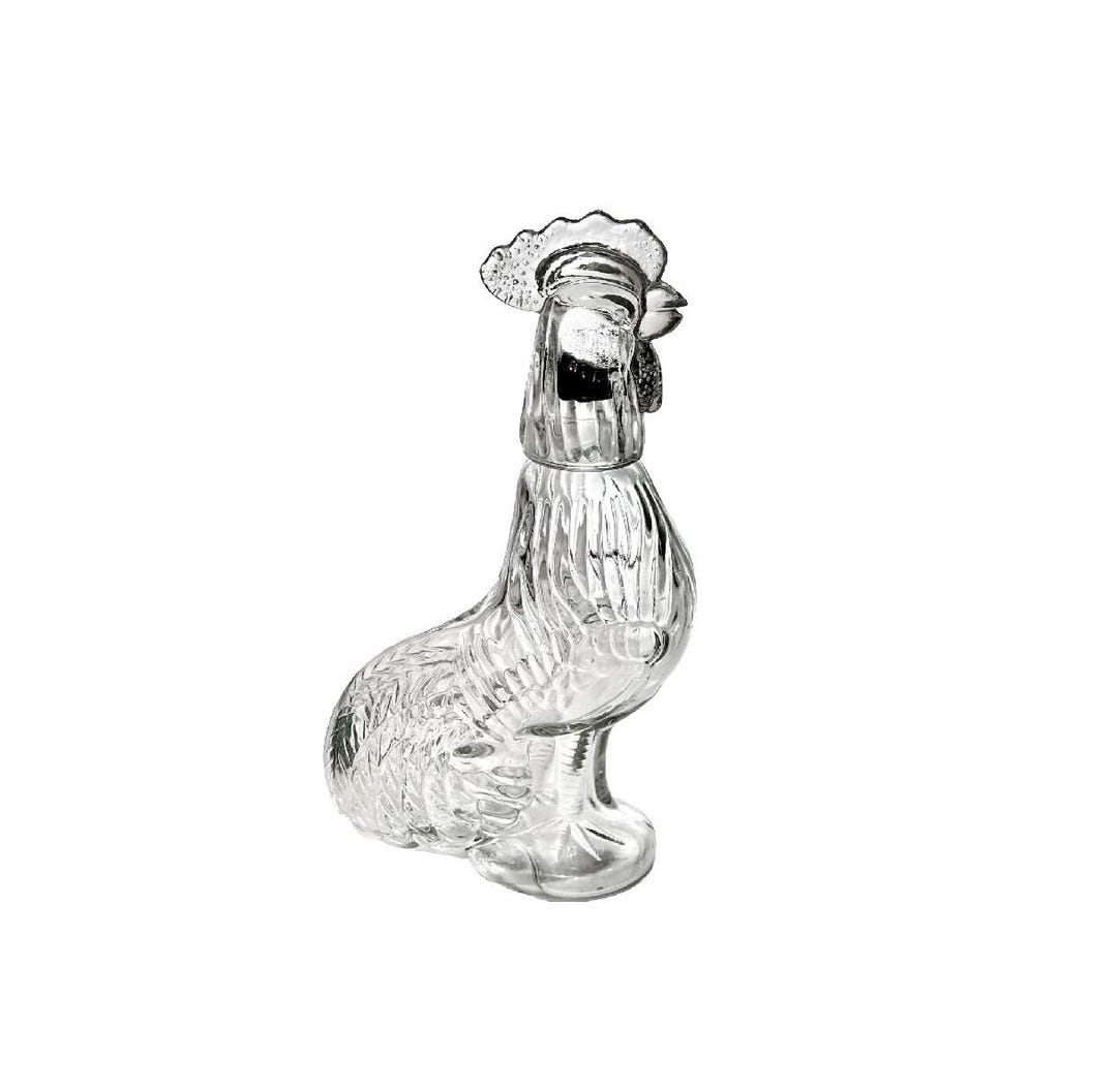 Vintage Clear Glass Rooster Decanter Bottle With Screw on Cap MINT - Etsy