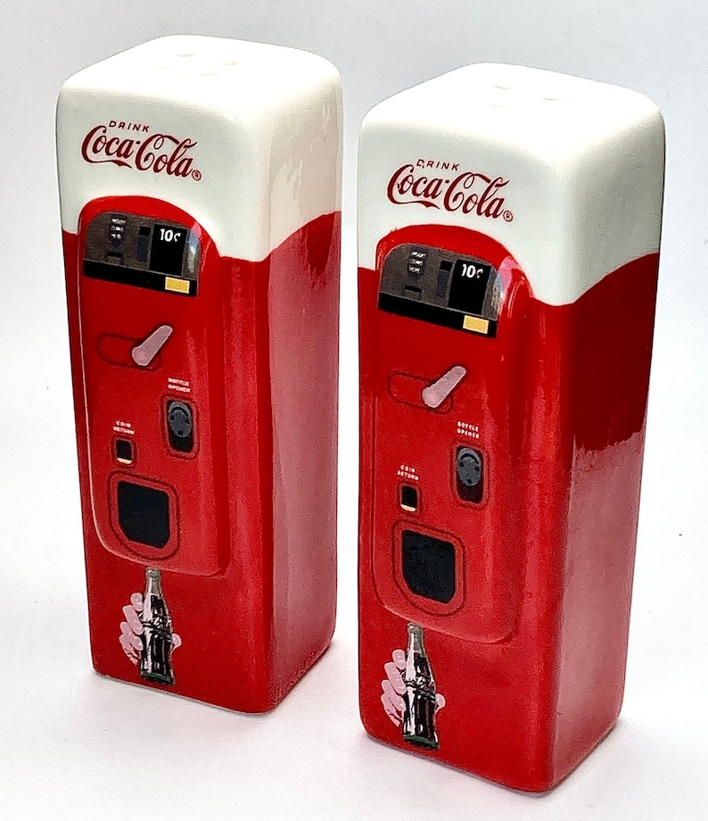Vintage Coca Cola Salt & Pepper Shakers, Vending Machine, Original Box ...