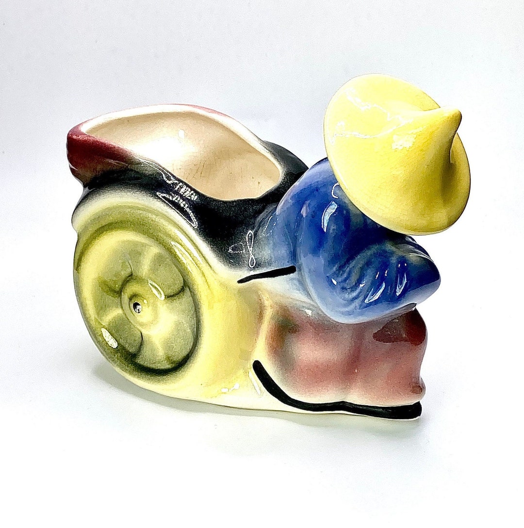 Vintage Ceramic Asian Rickshaw Planter, California Pottery, Circa 1950s ...