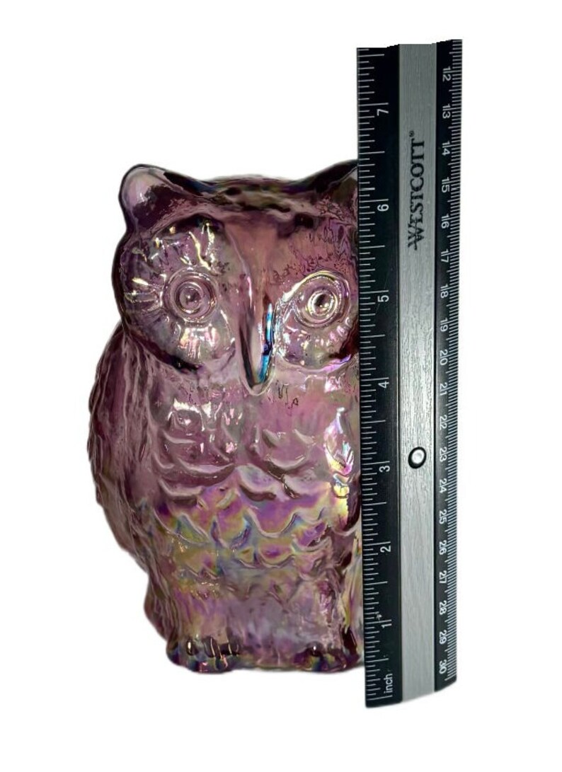 Vintage PRISTINE Fenton Iridescent Pink Amethyst Carnival Glass Owl ...