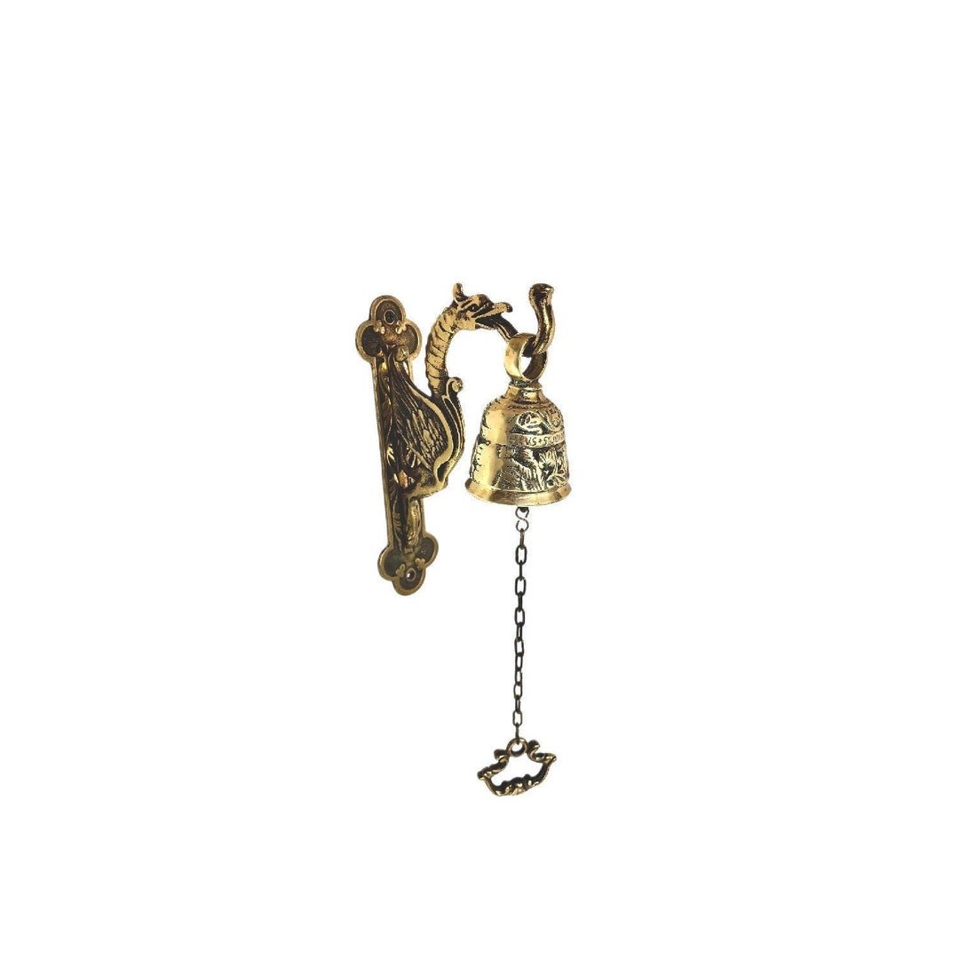 Vintage Cast Brass Front Door Gate Bell, Medieval Design With a Dragon ...