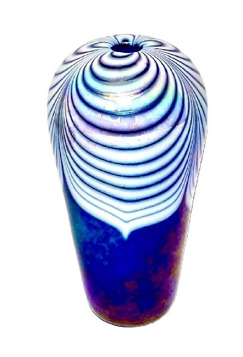 Vintage OBG Hand Blown Iridescent Cobalt Blue Pulled Feather - Etsy