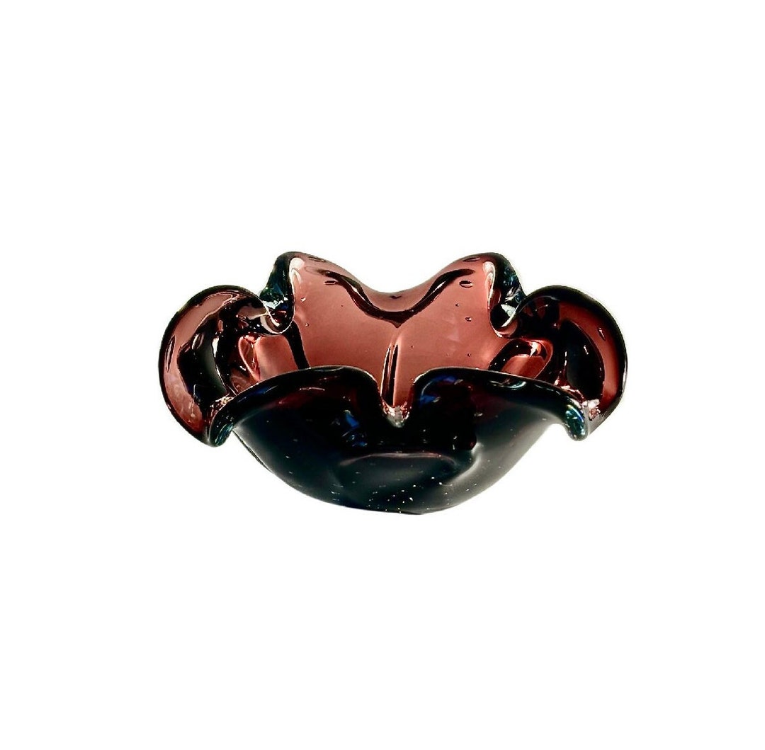 Murano Style Heavy Studio Bolle Art Glass Amethyst Purple Glass Bowl ...