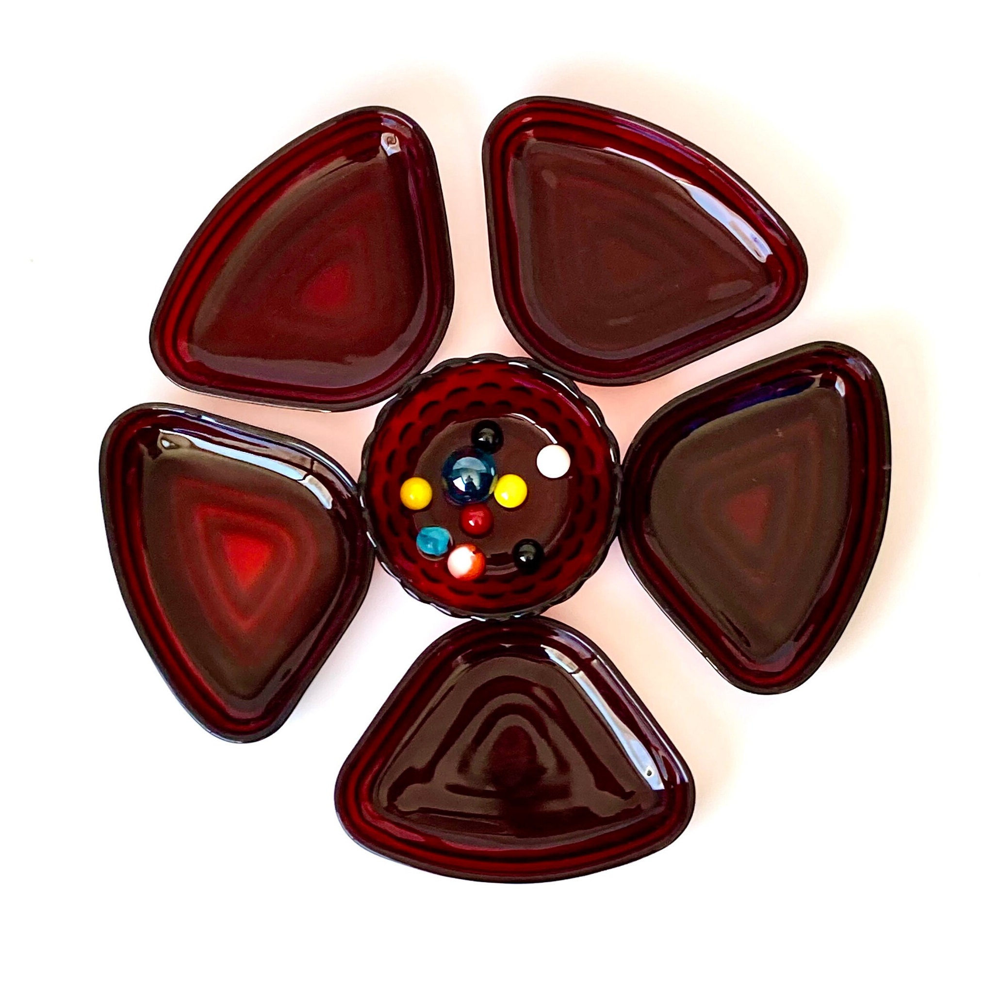 Anchor Hocking RARE Manhattan Triangular Relish Dishes Depression Glass ...