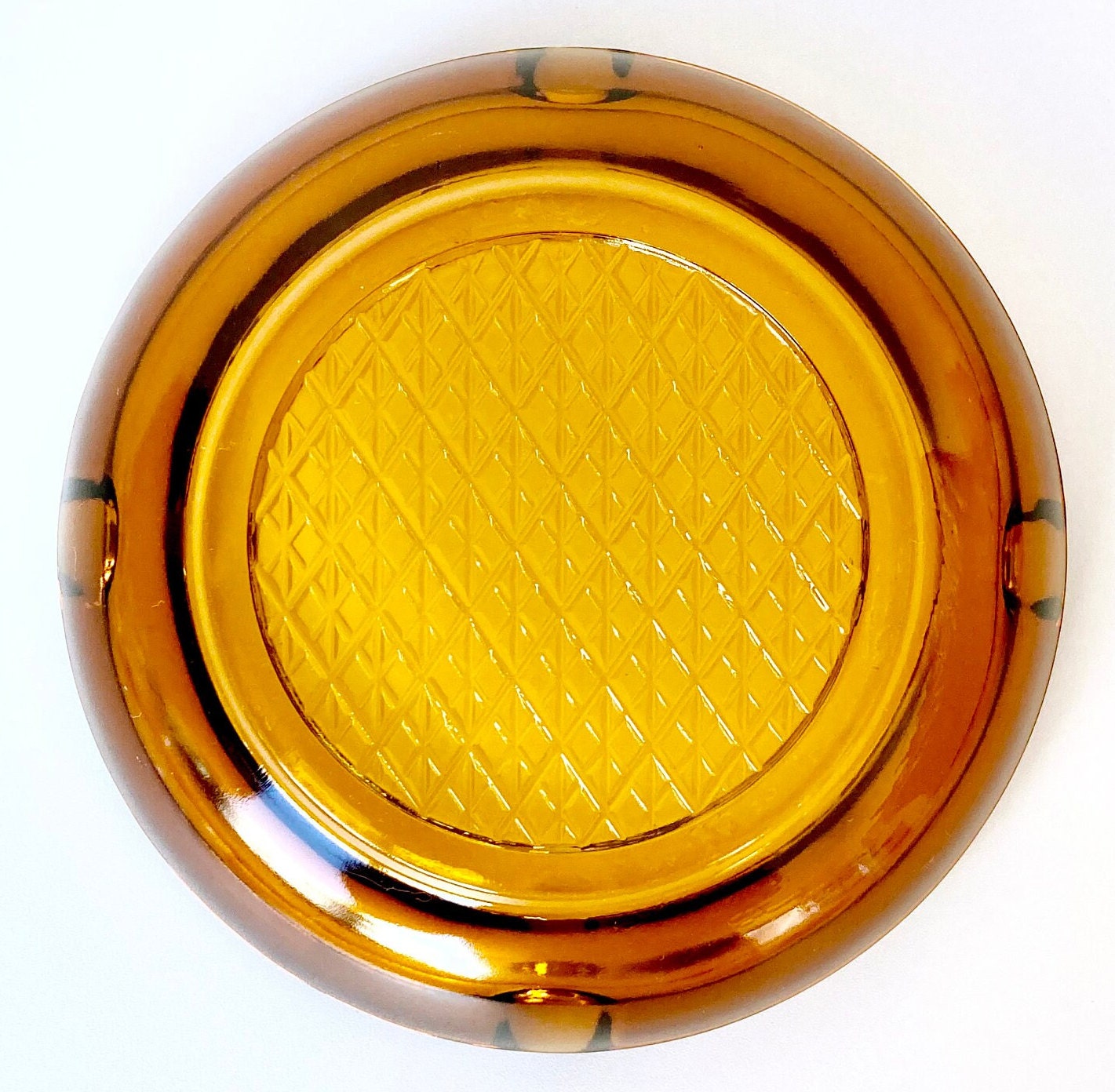 Vintage Retro Round Amber Glass Ashtray, 6 Inches, Circa 1960s - Etsy