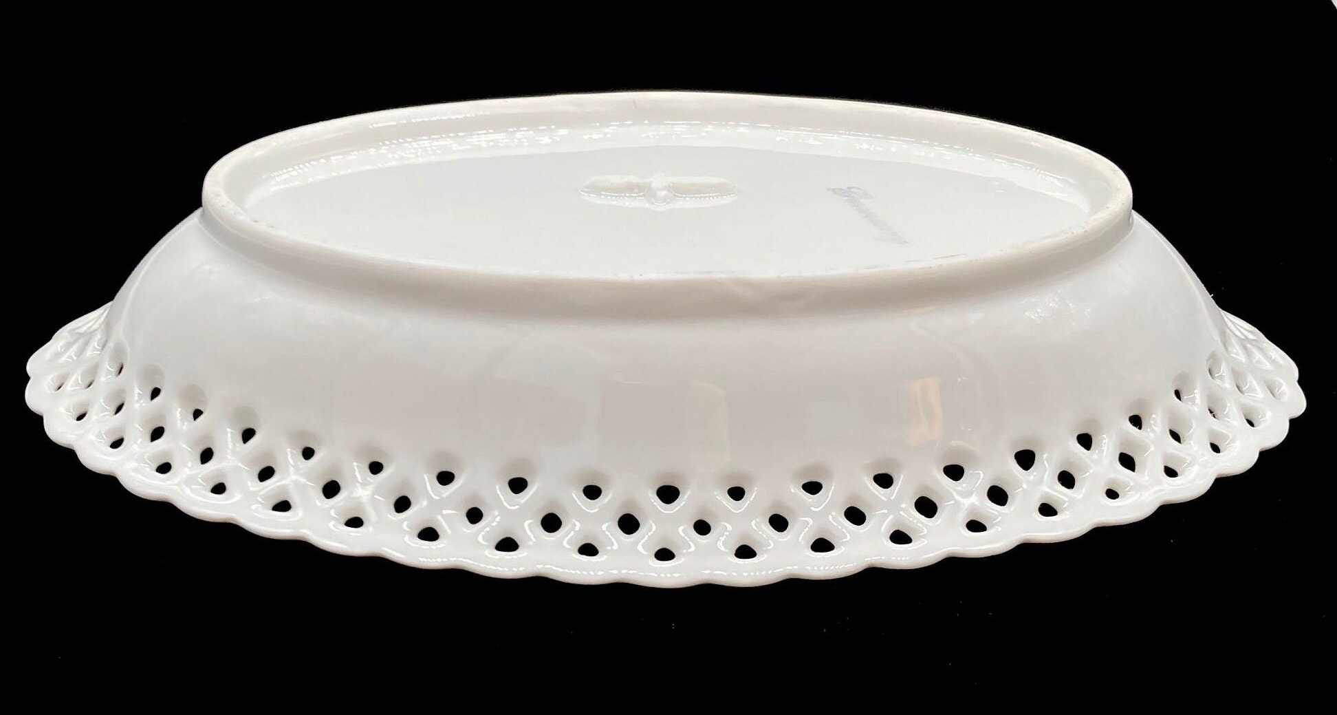 Beautiful Vintage Oval Porcelain German Plate With Latticework Edge - Etsy
