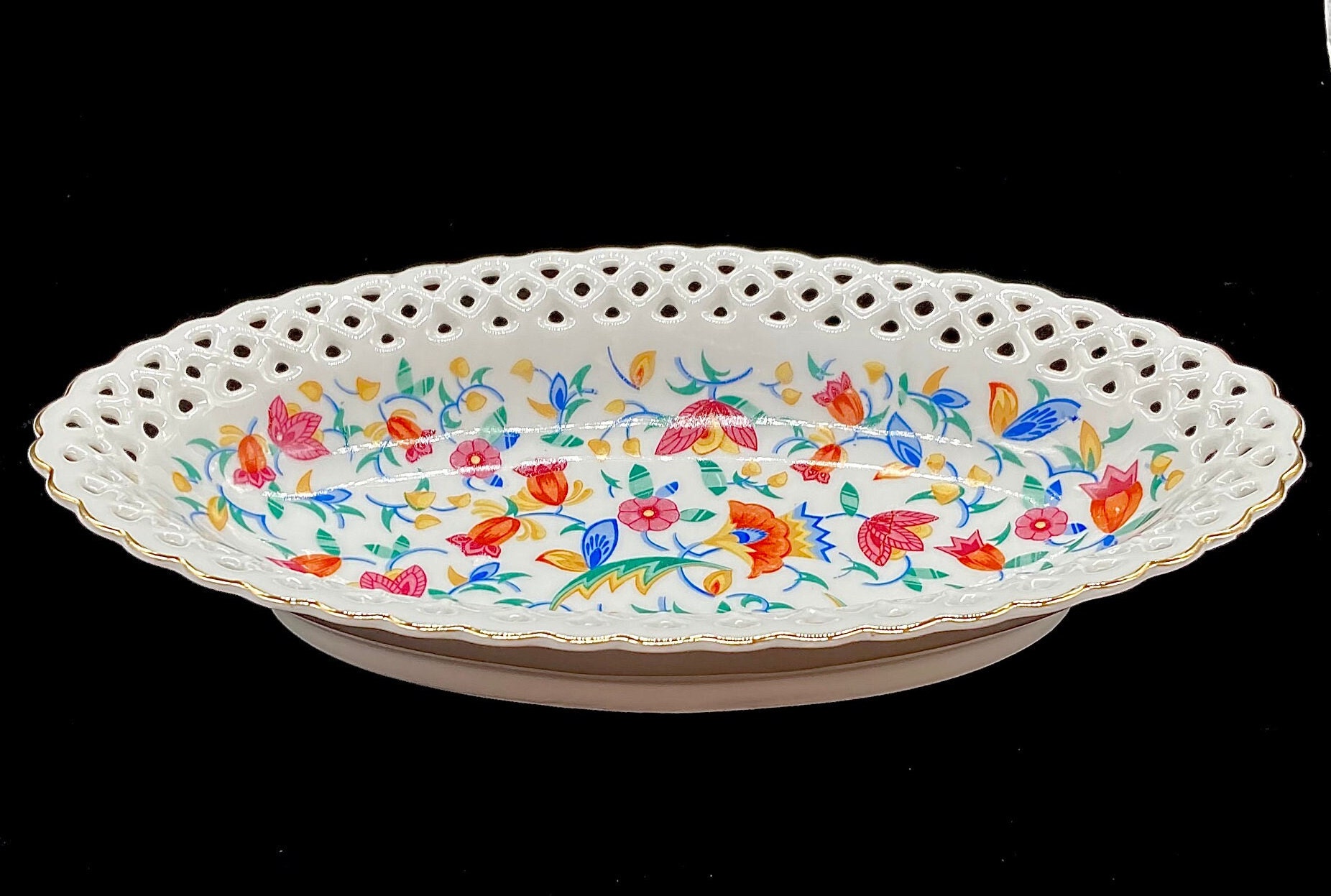Beautiful Vintage Oval Porcelain German Plate With Latticework Edge - Etsy