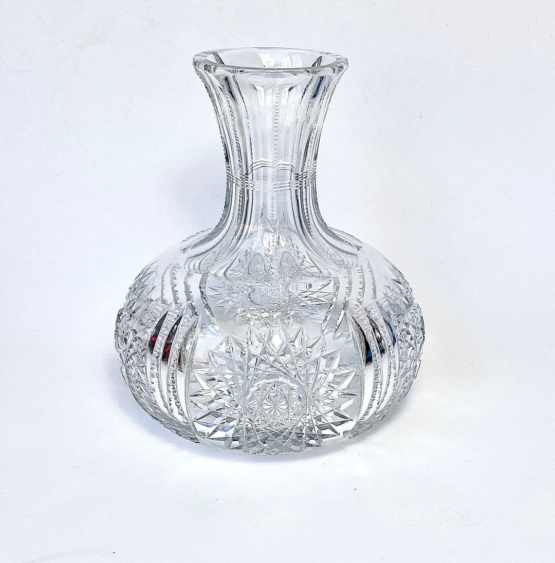 Antique EAPG ABP Hobstar Cut Crystal Water / Wine Carafe, Circa 1920s ...