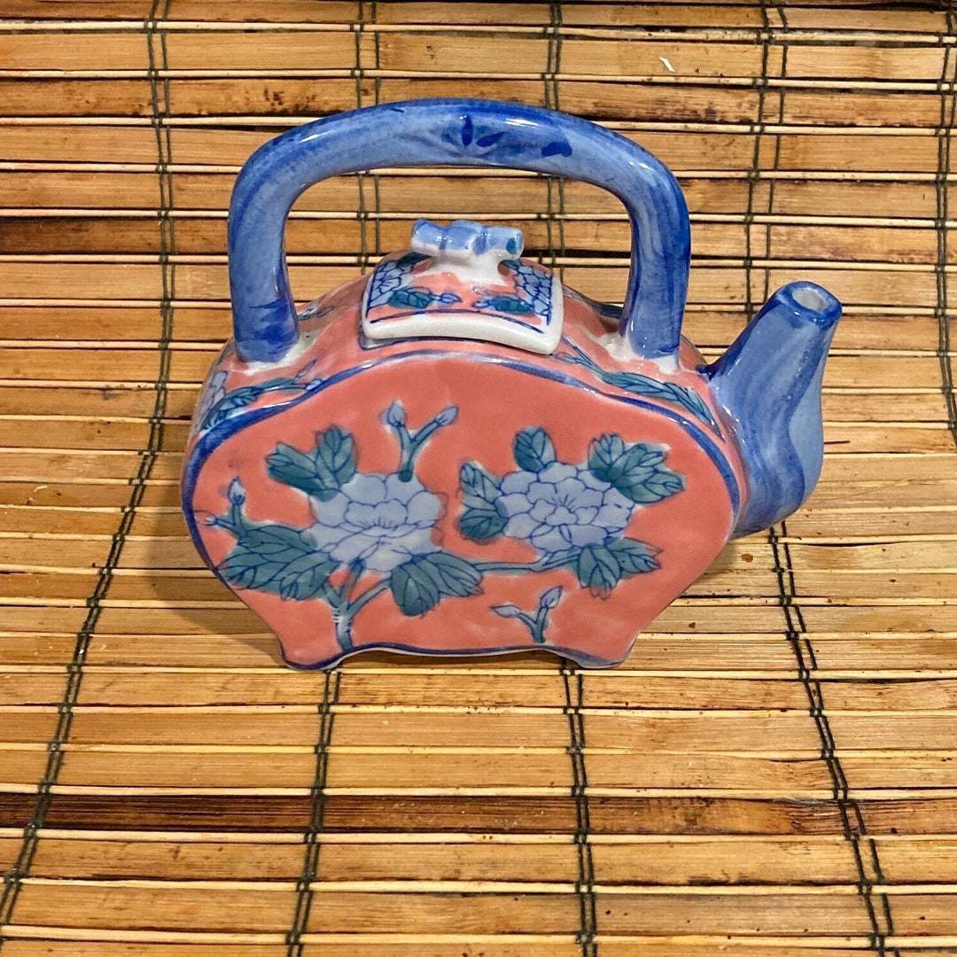 Vintage Hand Painted Purse Teapot With Floral Design by Ben - Etsy