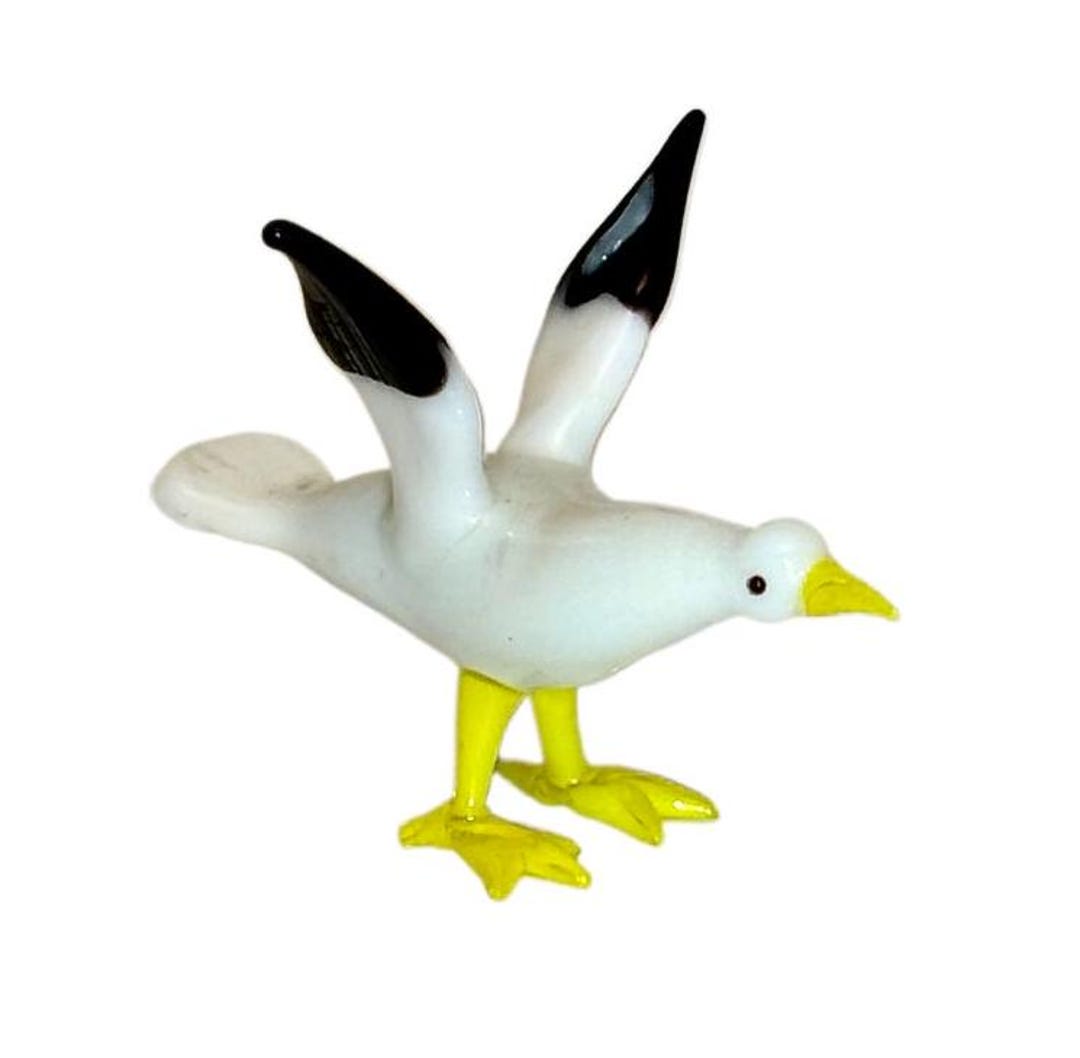 Vintage Hand Blown Glass Miniature Seagull Figurine - Etsy