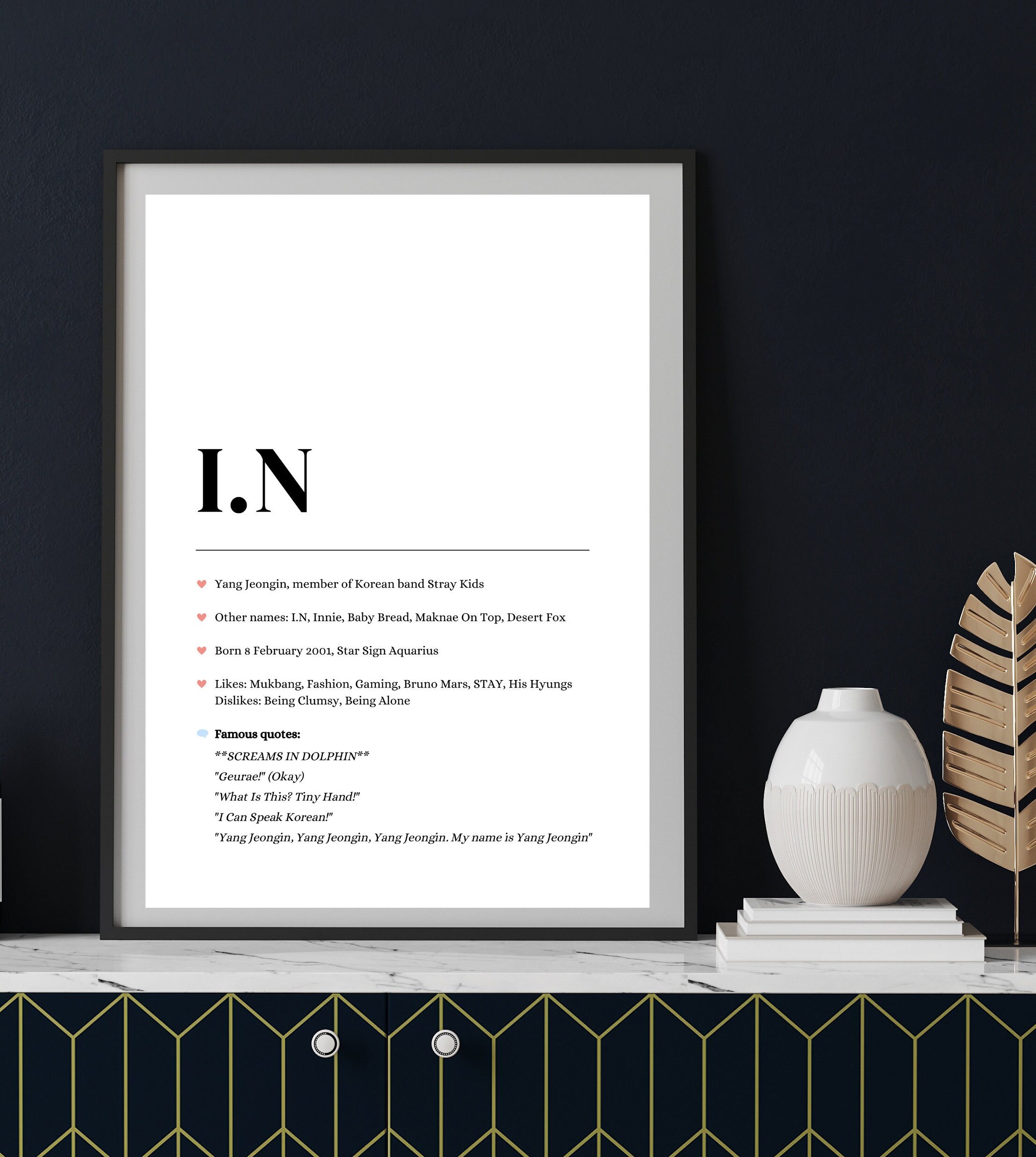 Stray Kids I.N Definition Poster, SKZ Jeongin Bio Art (digital Download ...