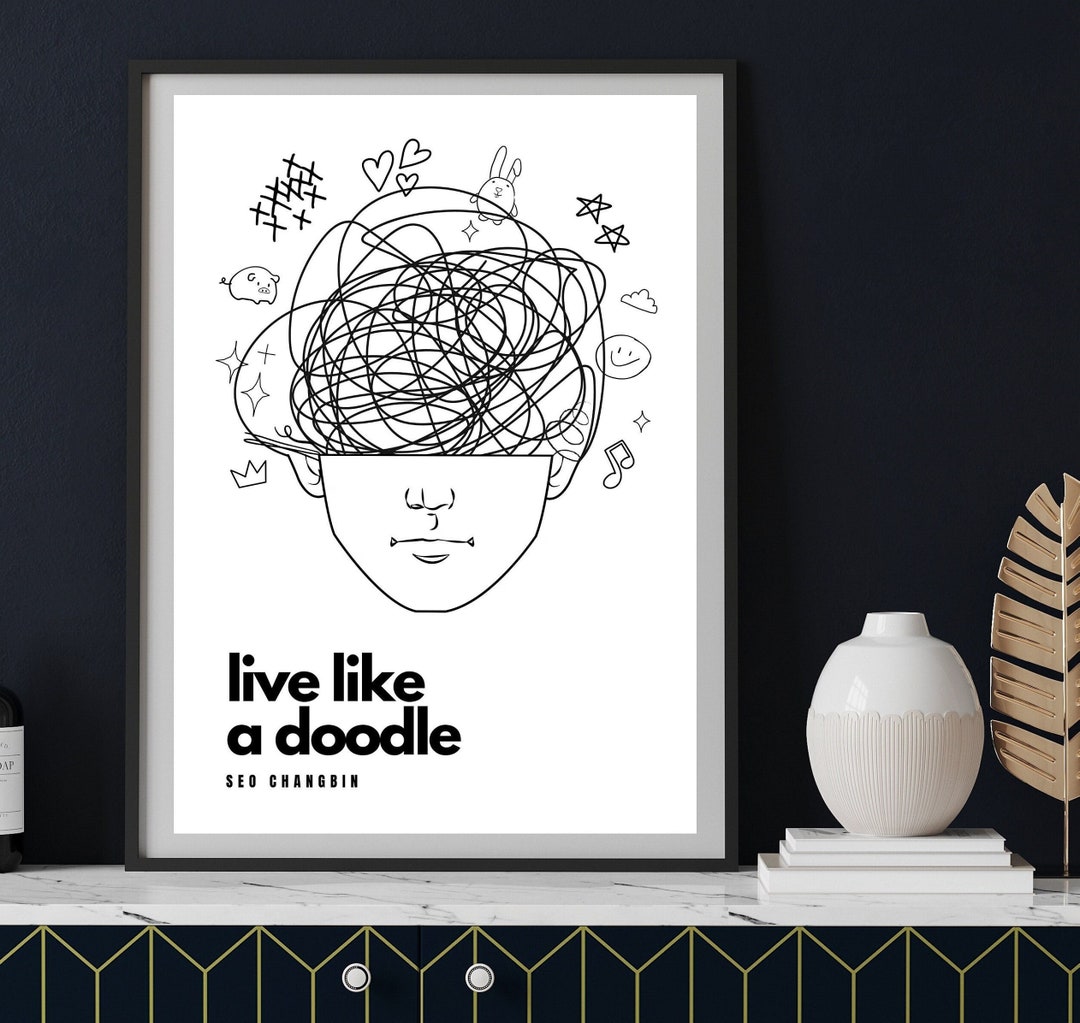 Changbin Doodle Art Print SKZ REPLAY Poster Stray Kids - Etsy Finland