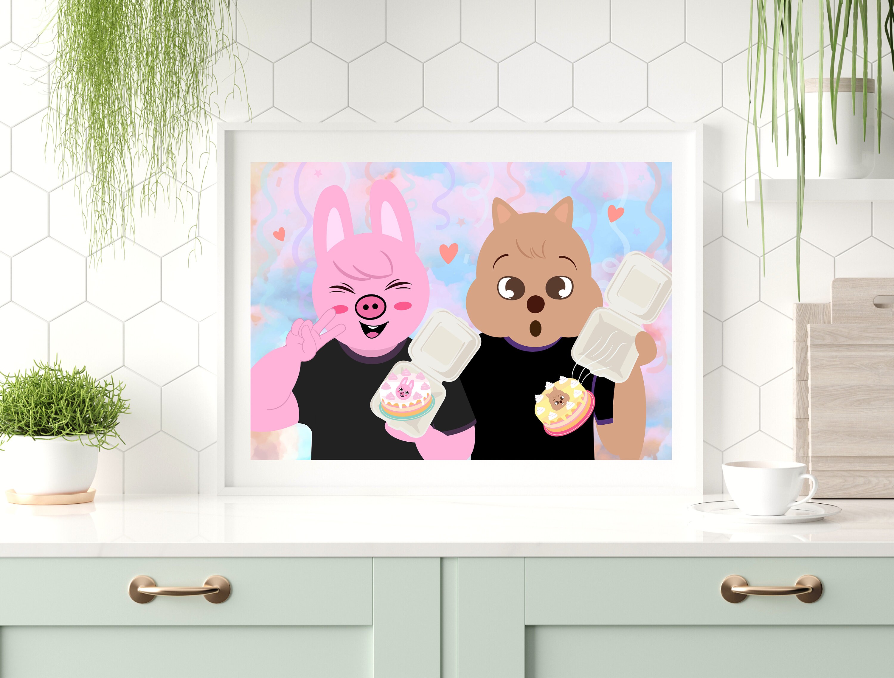 Stray Kids Birthday Cake Drop Art, Dwaekki and Han Quokka, Digital ...