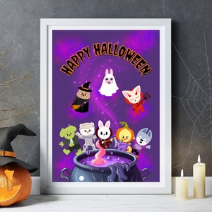 Stray Kids Halloween Skzoo Art Print Digital Download, SKZ Poster A4 ...