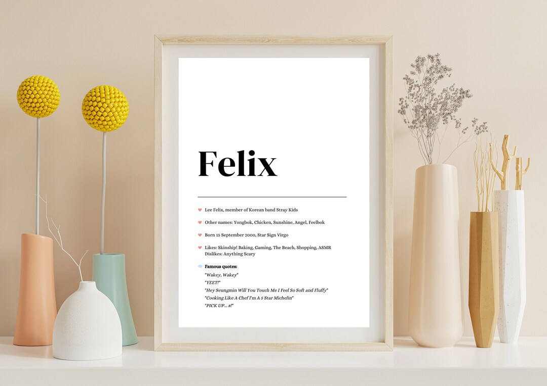 Stray Kids Felix Art Lee Felix Definition SKZ Felix Poster - Etsy