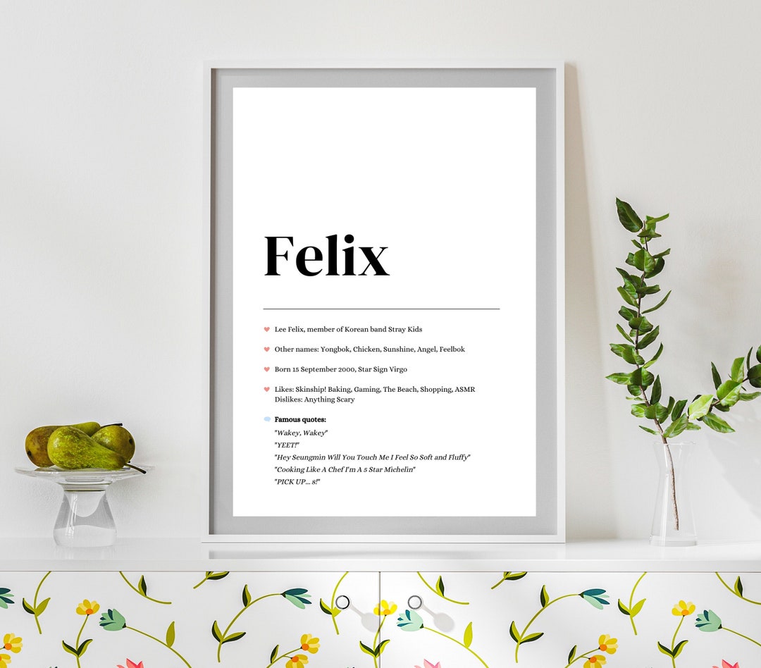 Stray Kids Felix Art Lee Felix Definition SKZ Felix Poster - Etsy