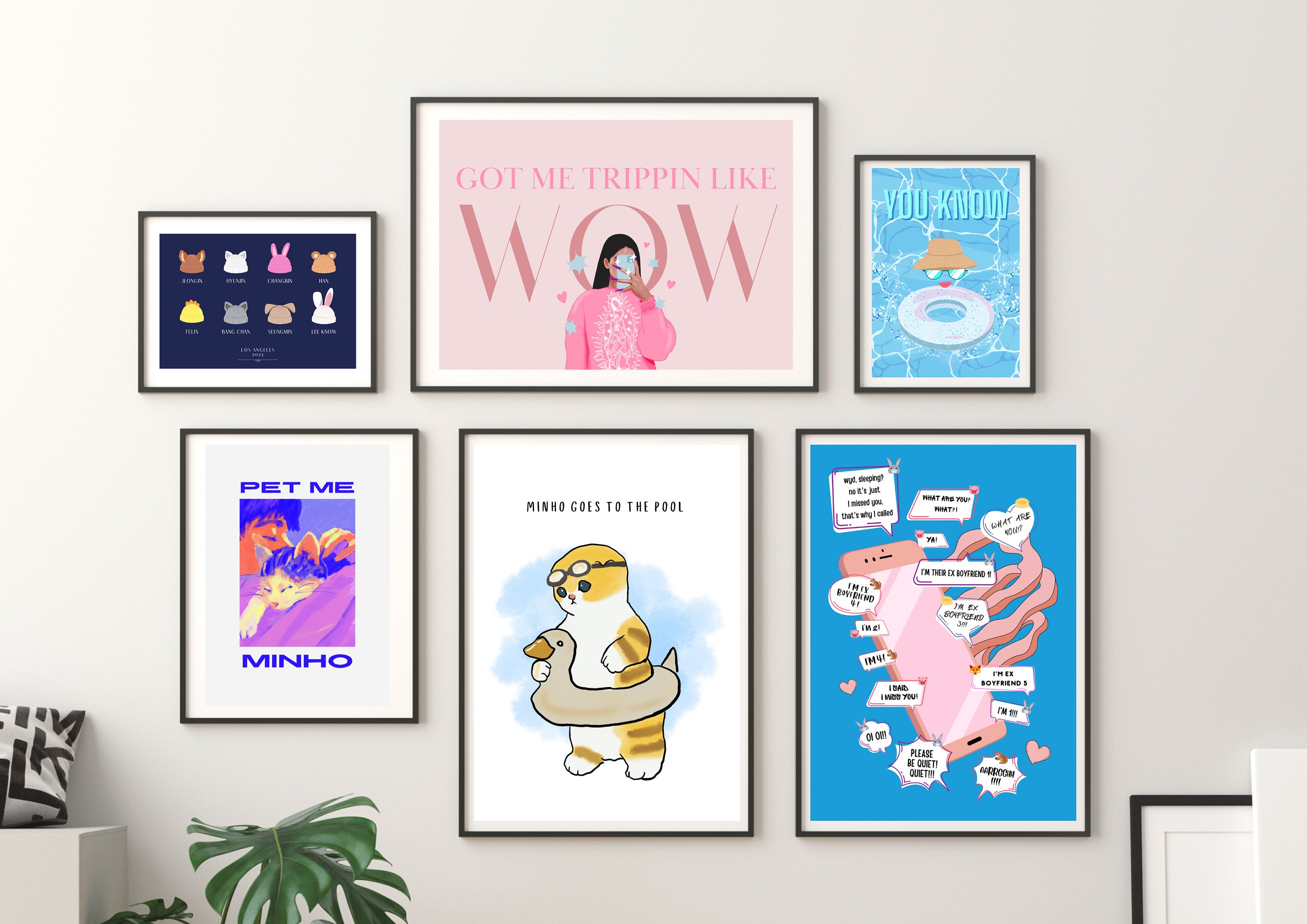 Stray Kids Lee Know Cat Pool Art Print, SKZ Kpop Poster (digital ...