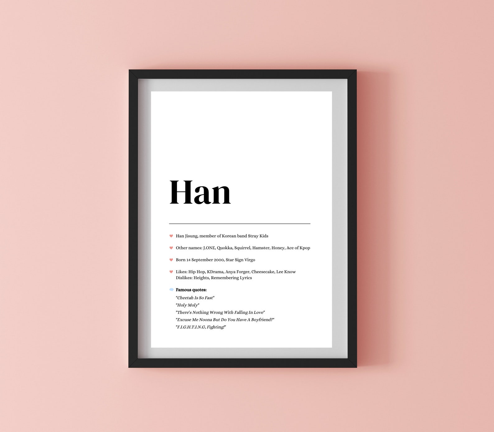 Stray Kids Han Jisung Art Han Definition SKZ Han Bio Poster - Etsy