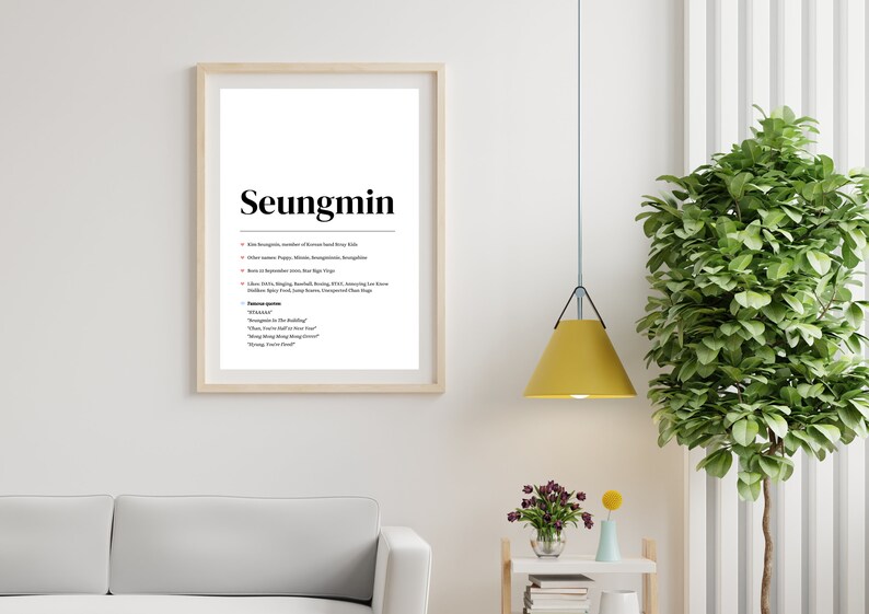 Stray Kids Seungmin Definition Print, SKZ Kpop Dictionary Art (digital ...