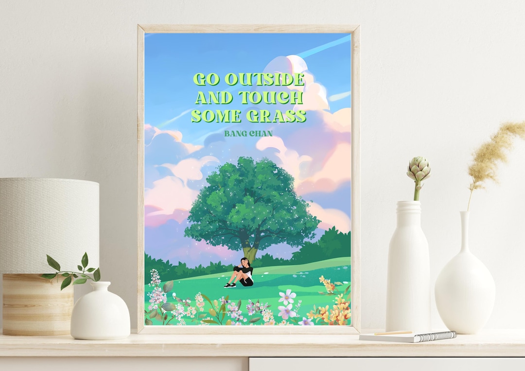 Bang Chan Touch Some Grass, Stray Kids Art Digital Download, SKZ Meme ...