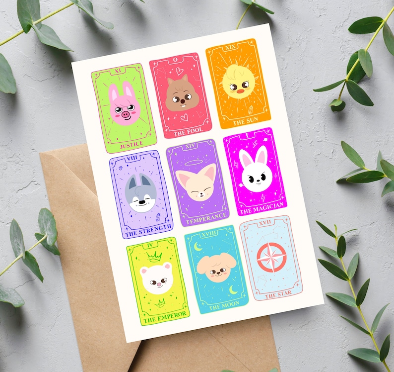 Stray Kids Skzoo Tarot Card Art, SKZ Poster, Digital Download, A4 and ...