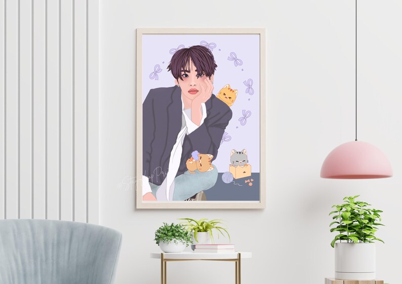 Stray Kids Lee Know Cats Art Print Digital Download, Soonie Doongie and ...