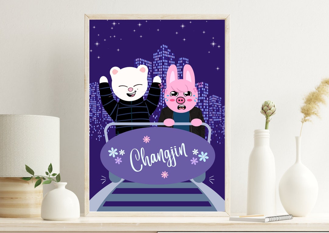 Stray Kids Hyunjin and Changbin Rollercoaster Art, Skzoo Dwaekki and ...