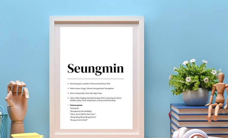 Stray Kids Seungmin Definition Print, SKZ Kpop Dictionary Art (digital ...