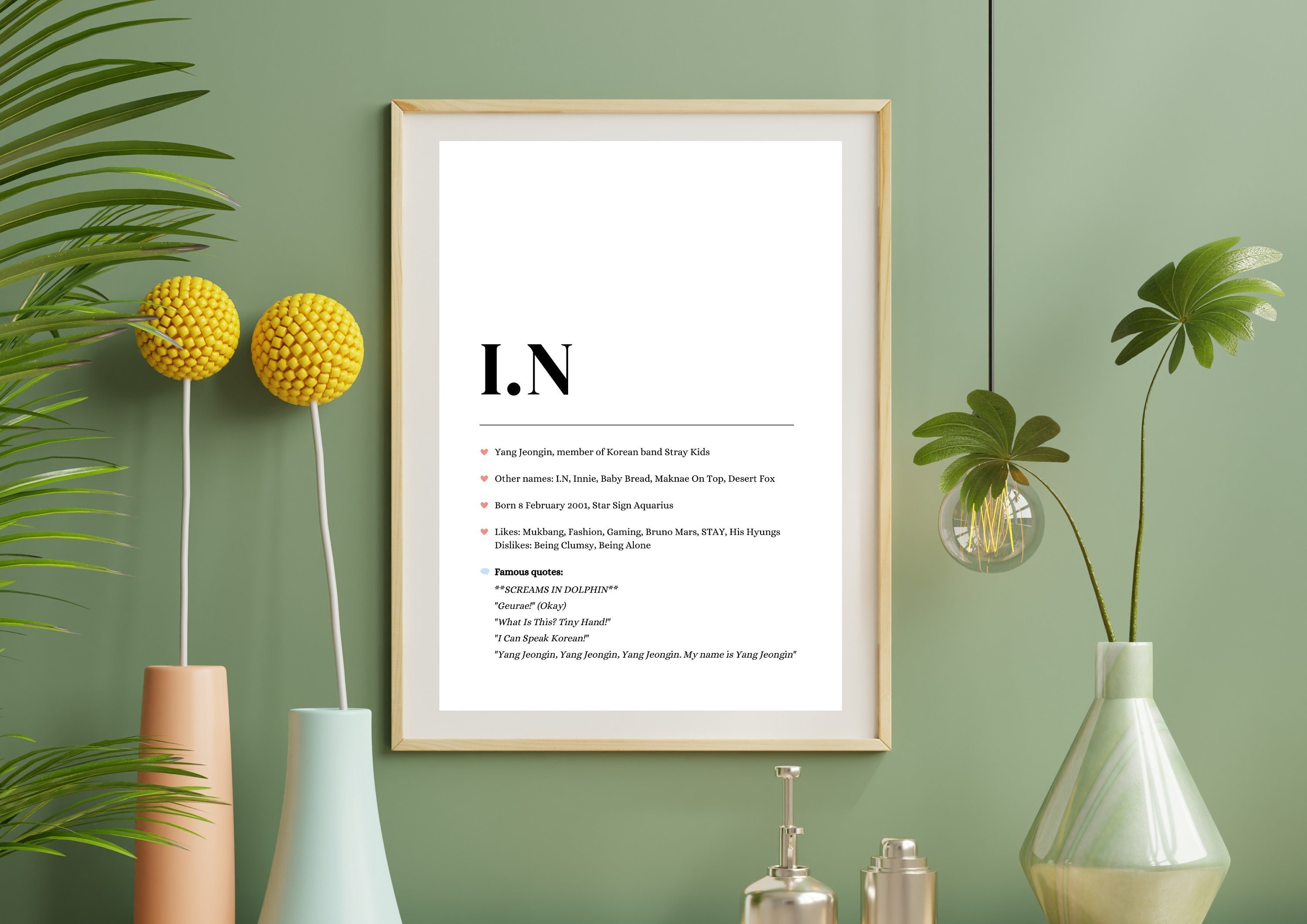 Stray Kids I.N Definition Poster, SKZ Jeongin Bio Art (digital Download ...
