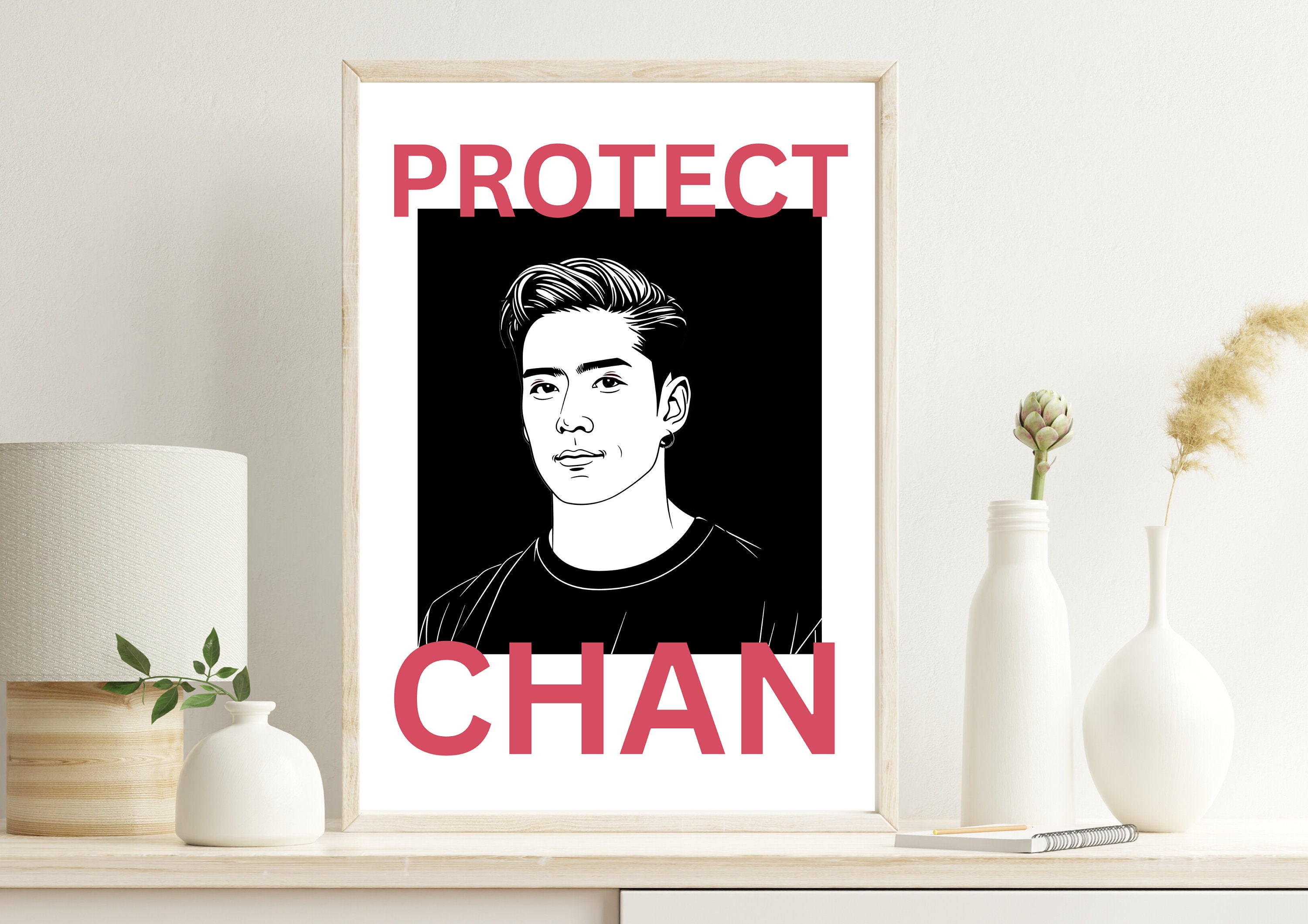 Stray Kids Bang Chan Art Print Digital Download, SKZ Protect Chan ...