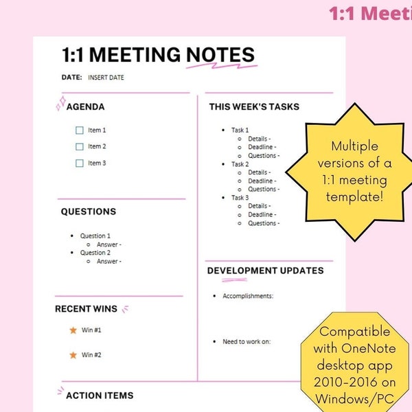 Onenote Template - Etsy