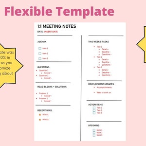 Onenote 1:1 Meeting Notes Template - Etsy
