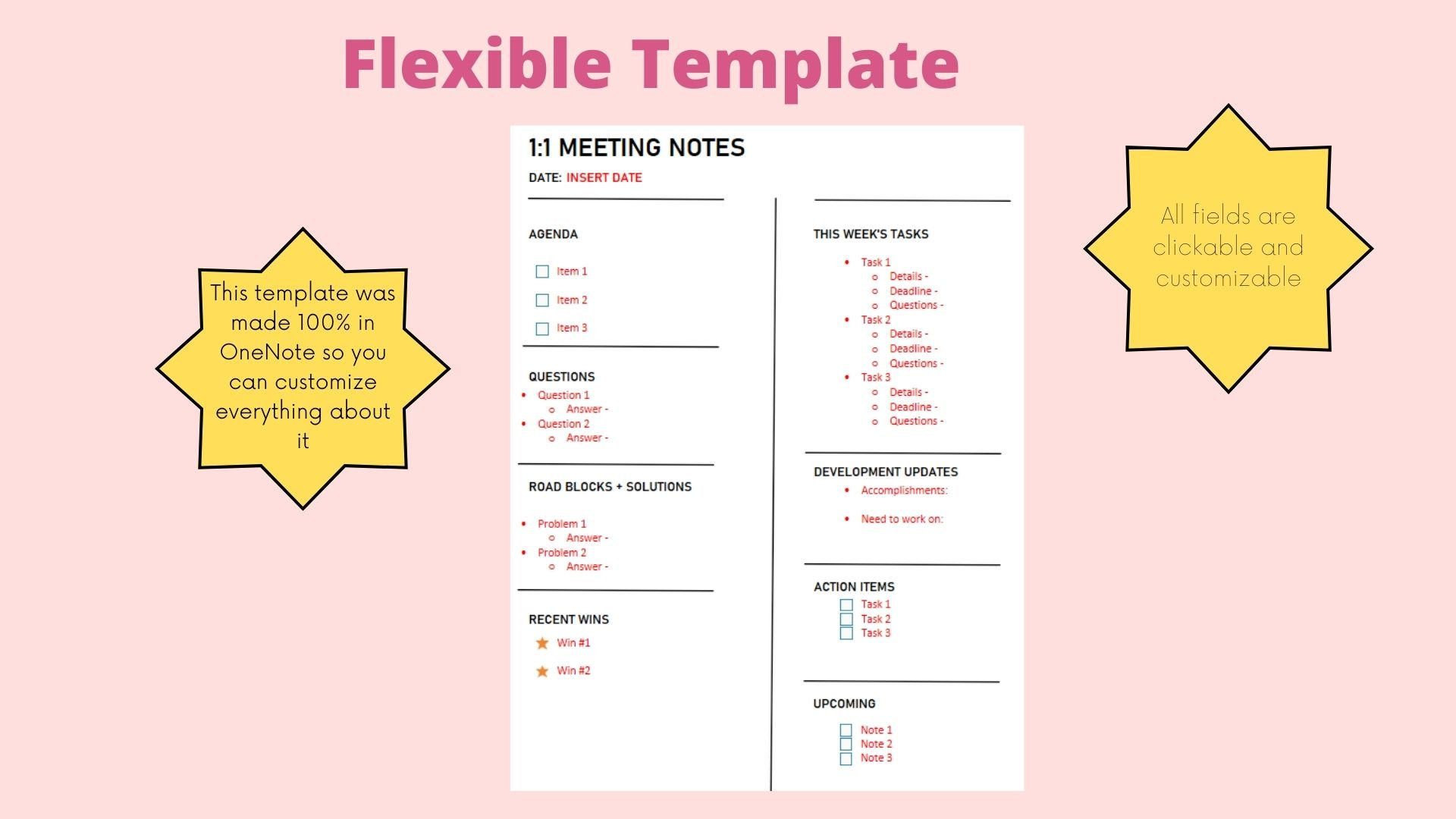 Modèle de notes de réunion OneNote 1:1 - Etsy Canada