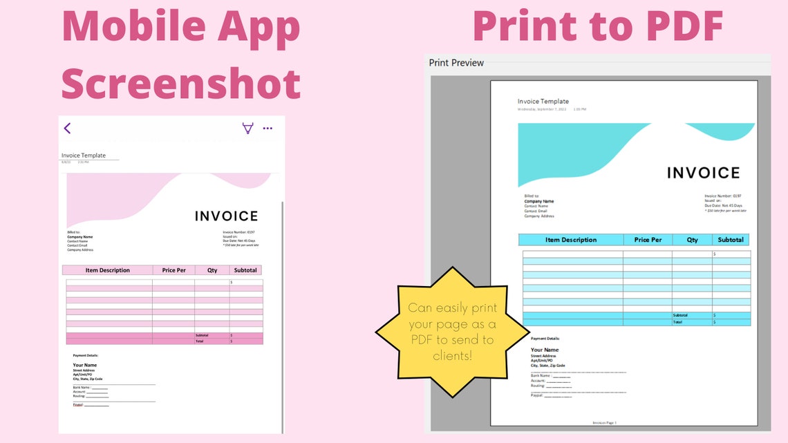 Onenote Invoice Template - Etsy