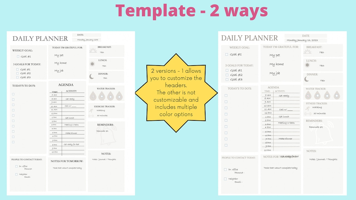 Onenote Daily Planner Template - Etsy