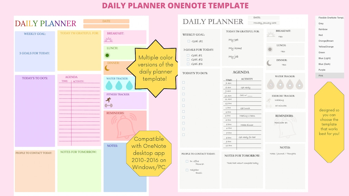 Onenote Daily Planner Template - Etsy