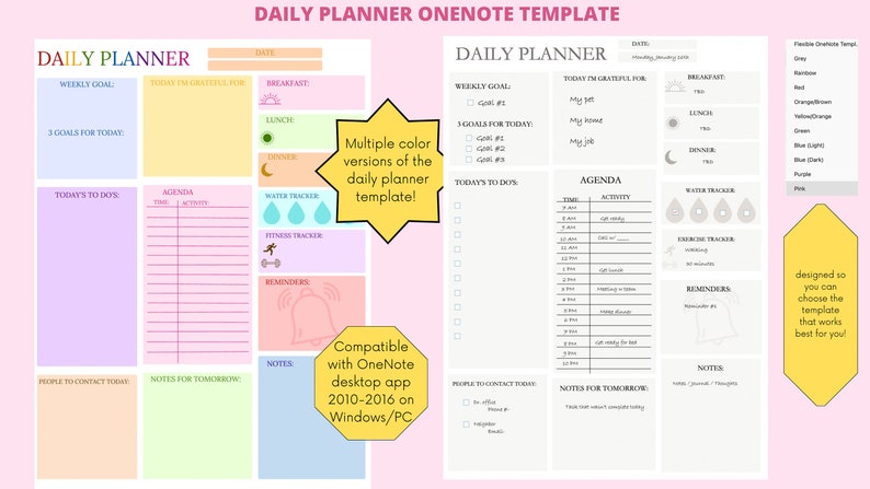 Onenote Daily Planner Template - Etsy