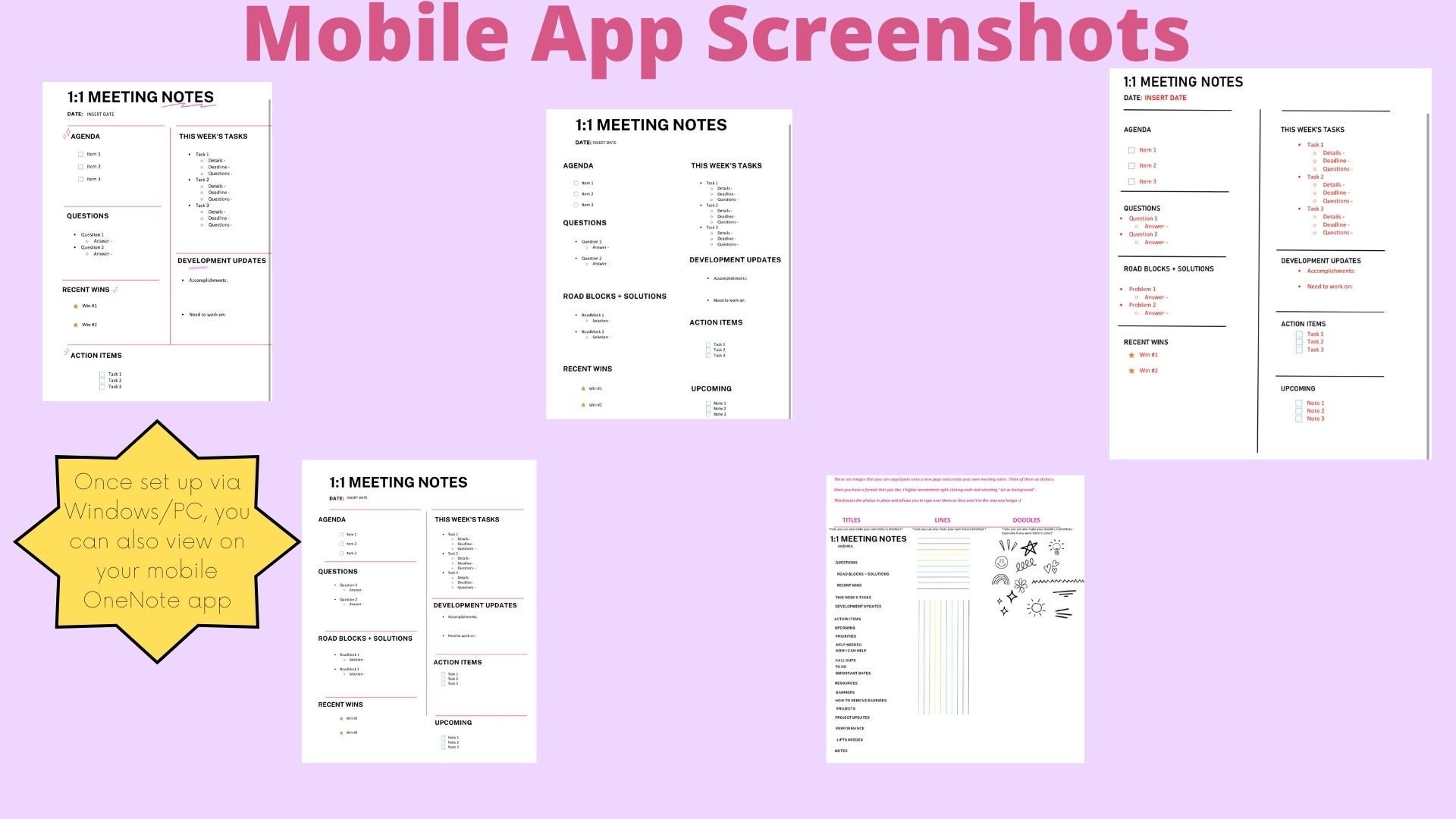 Modèle de notes de réunion OneNote 1:1 - Etsy Canada