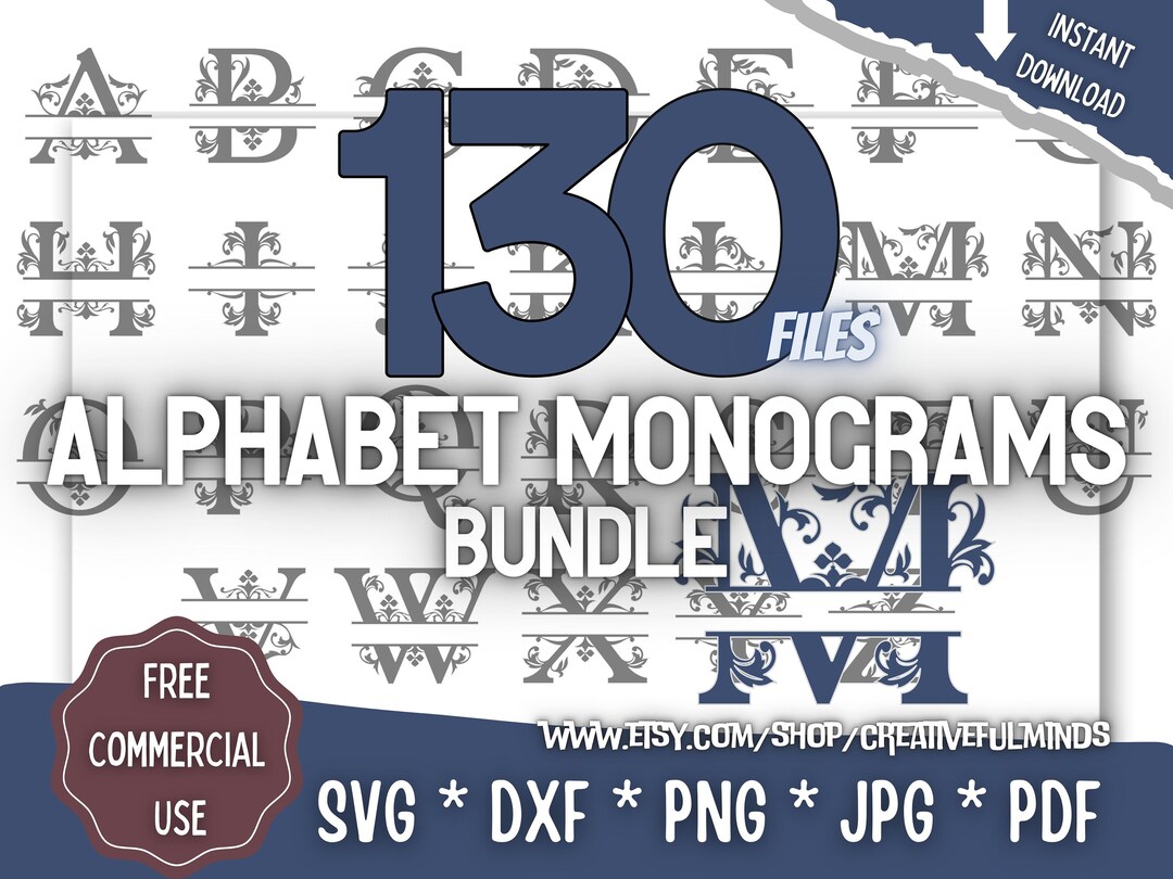 Alphabet Floral Monograms SVG Bundle | for Cricut, CNC, Laser, Etc ...