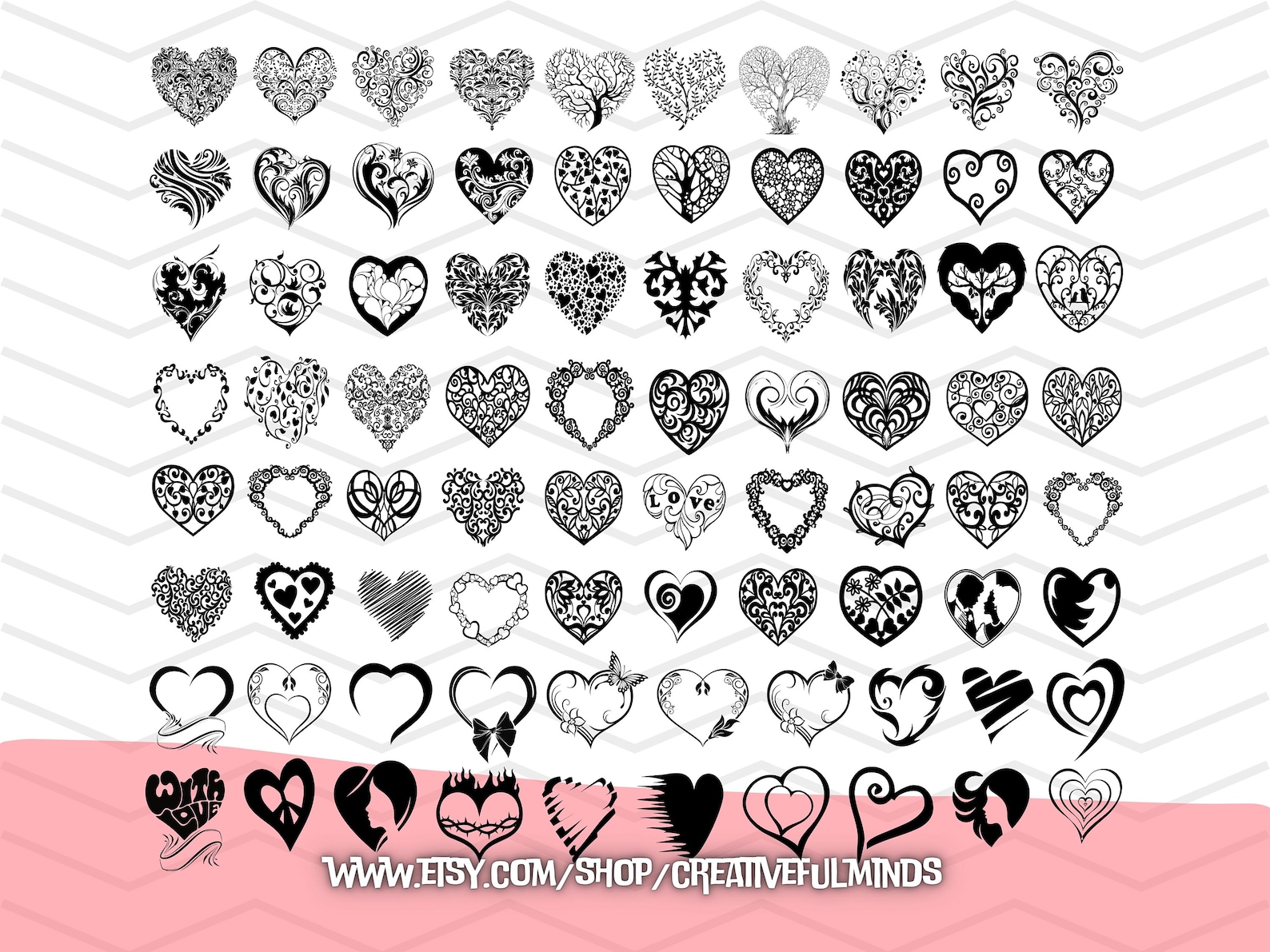 Hearts SVG Bundle | Artistic Heart Designs | for Cricut, CNC, Laser ...
