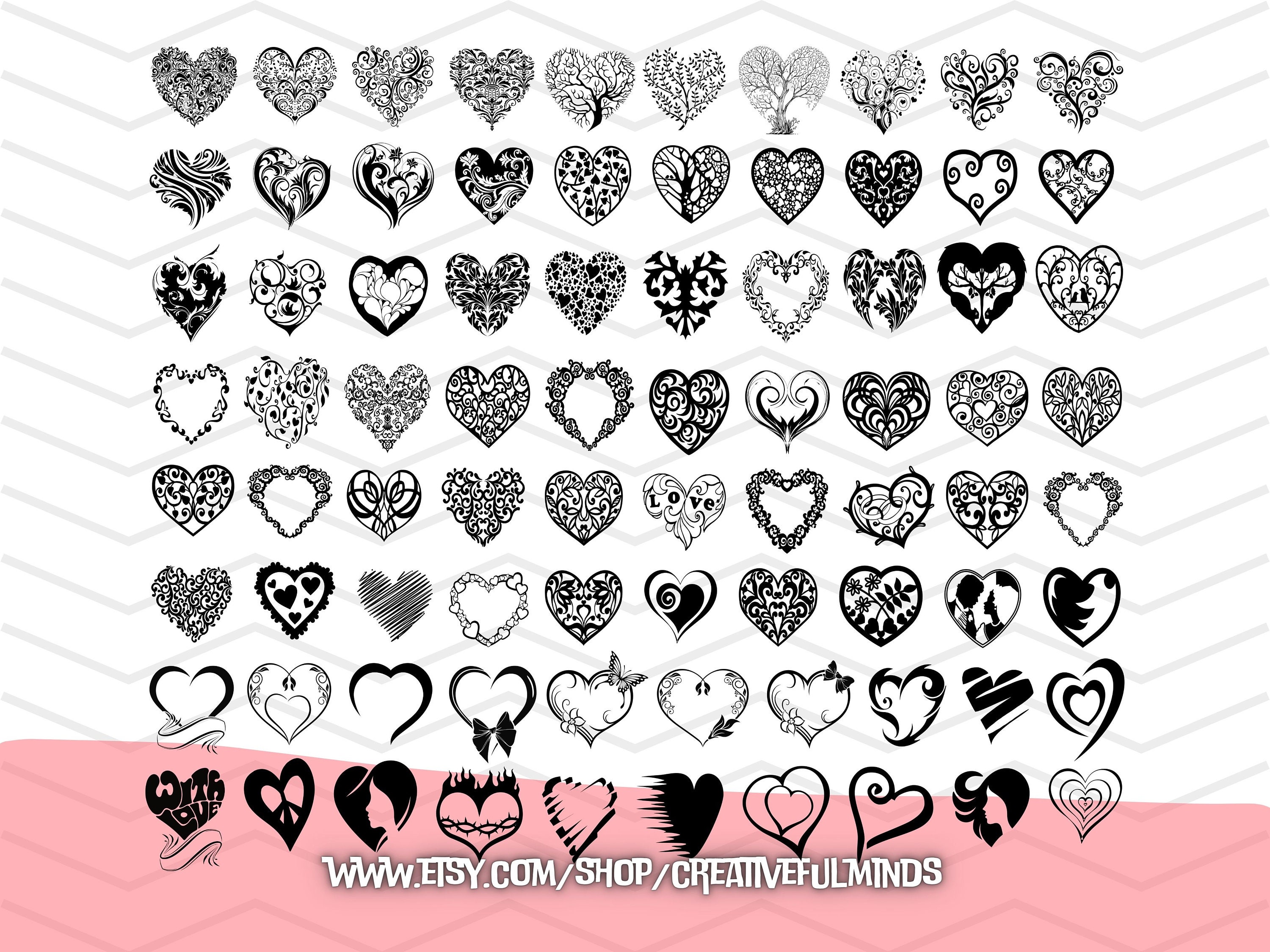 Hearts SVG Bundle | Artistic Heart Designs | for Cricut, CNC, Laser ...