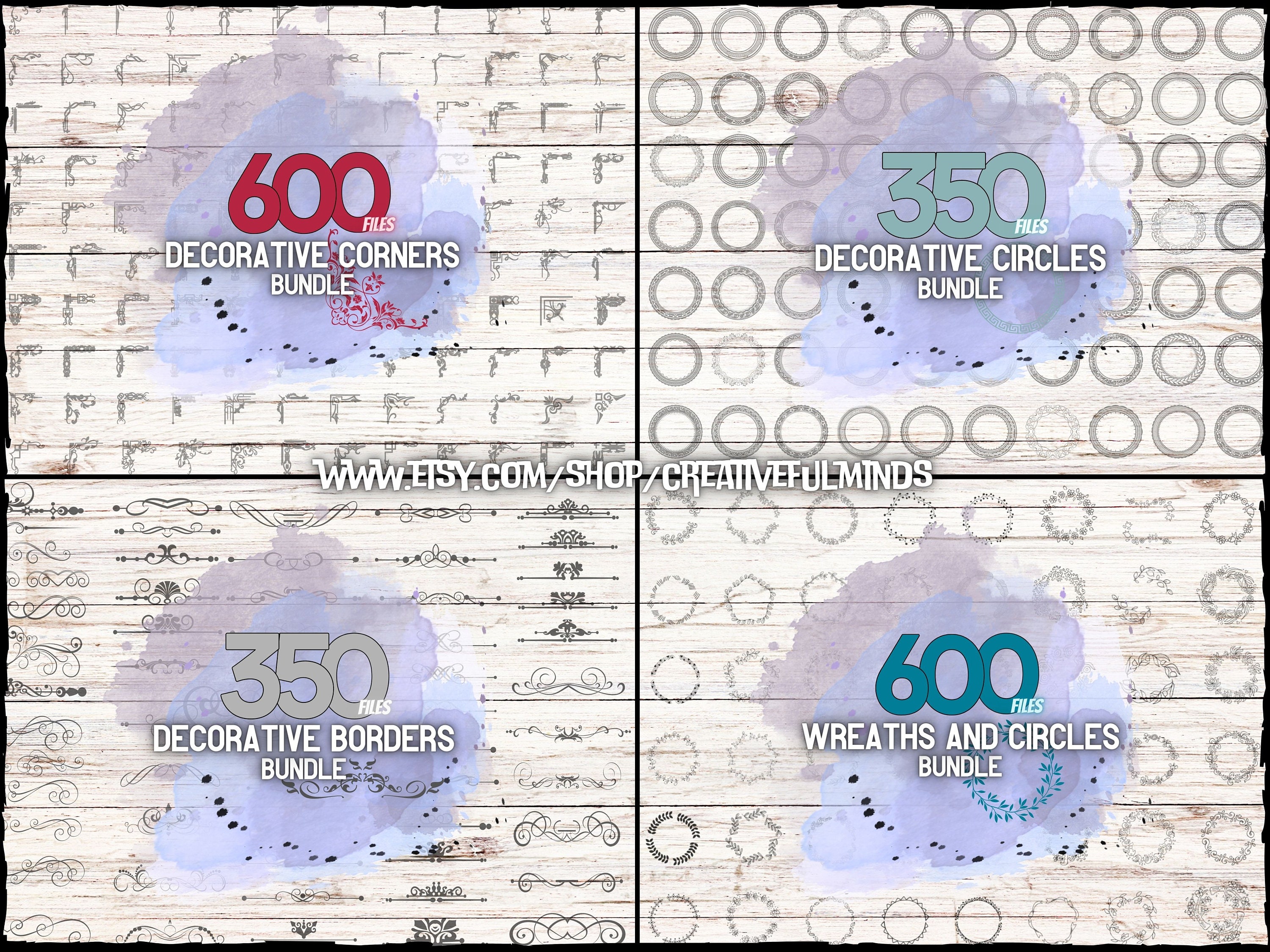 Decor Elements Mega Bundle SVG Wreaths Circles Borders - Etsy