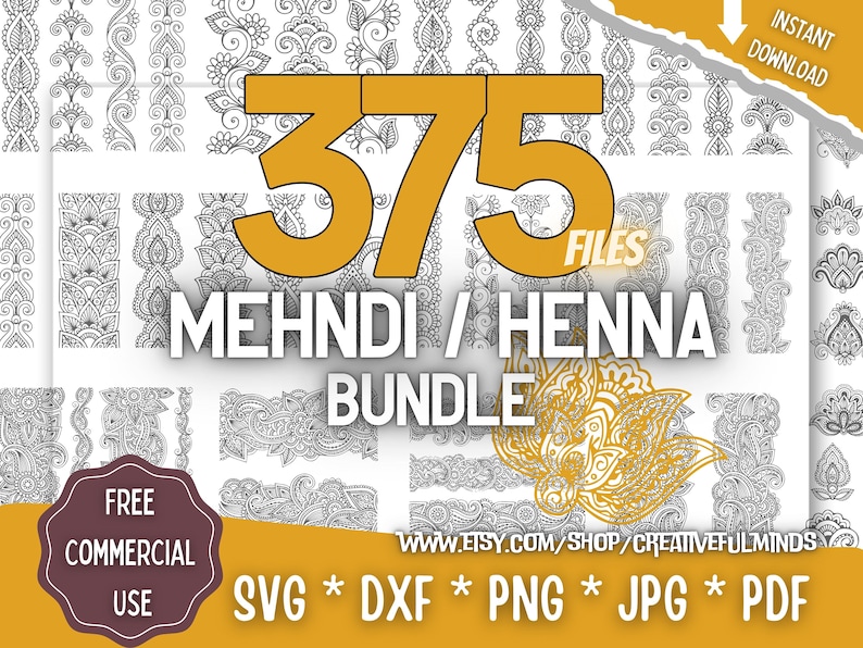 Mehndi Henna SVG Bundle | Indian Body Art and Decor | for Cricut, CNC ...