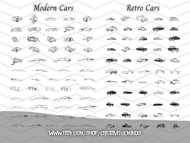 Modern & Retro Cars SVG Bundle | for CNC, Laser, Printing, Etc ...