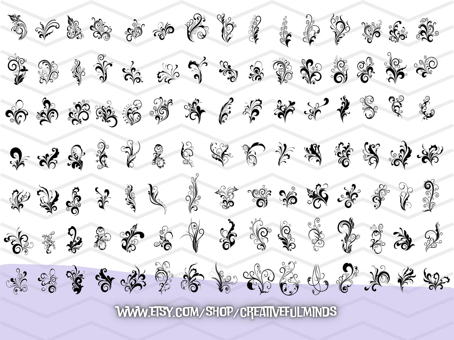 Floral Motifs SVG Bundle Floral Decor for Cricut, CNC, Laser, Etc ...